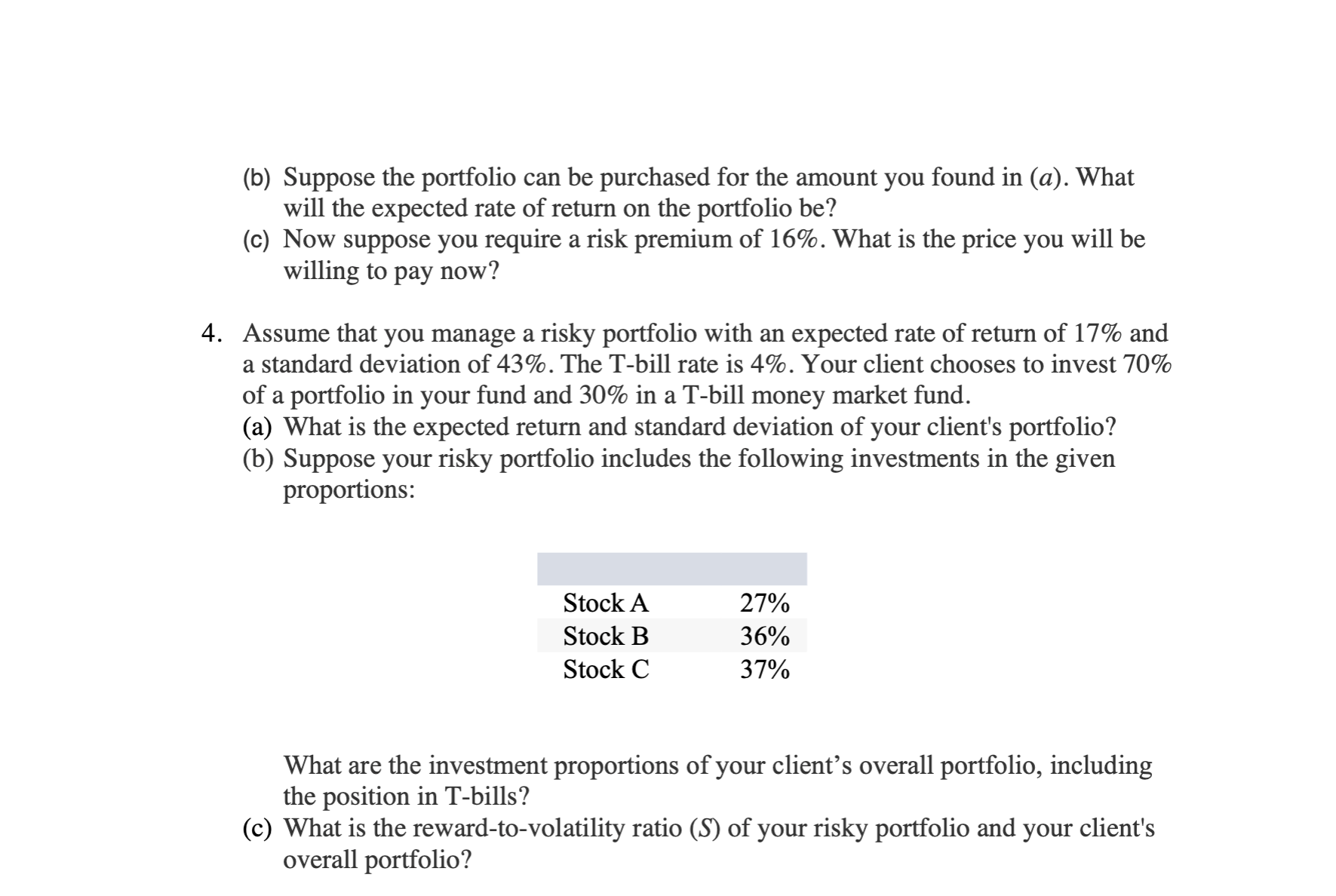 Solved (b) Suppose the portfolio can be purchased for the | Chegg.com
