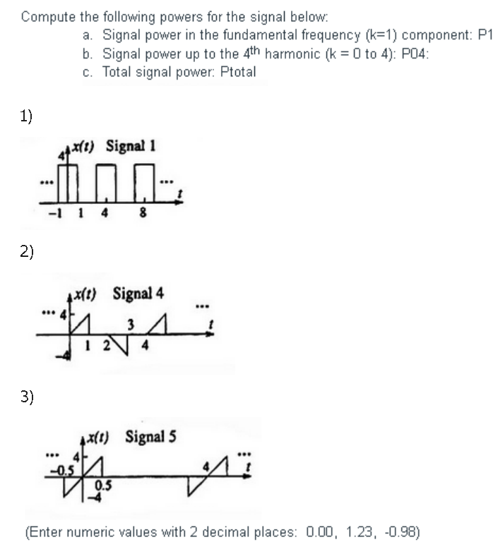 Solved Compute the following powers for the signal below: a. | Chegg.com
