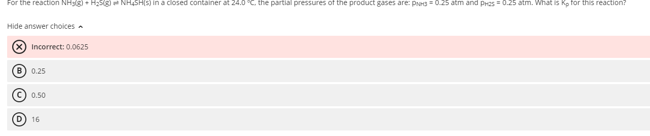 Solved Hide answer choices 0.25 | Chegg.com