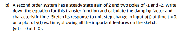 Solved a) A first order plus dead time (FOPDT) system has a | Chegg.com