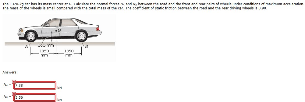 Solved The 1320-kg car has its mass center at G. Calculate | Chegg.com
