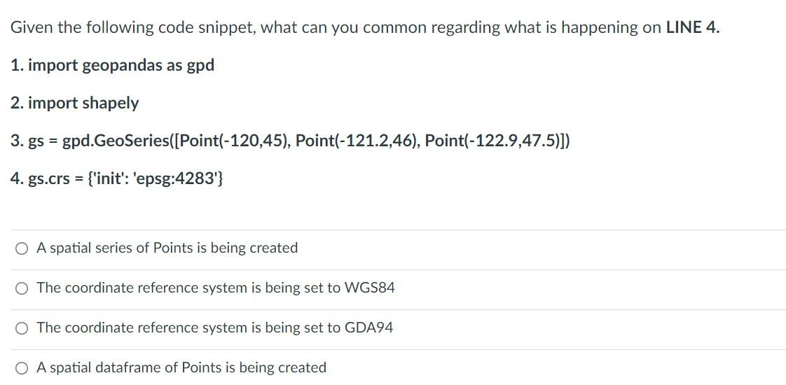 Solved Given the following code snippet, what can you common | Chegg.com