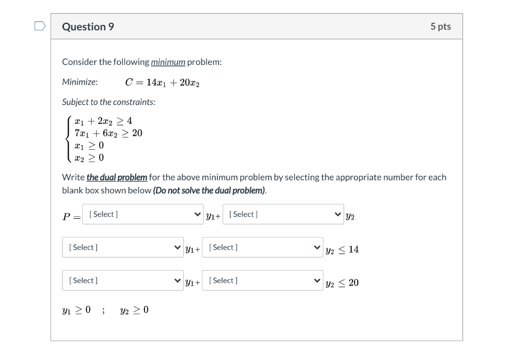 Solved Question 9 5 pts Consider the following minimum | Chegg.com