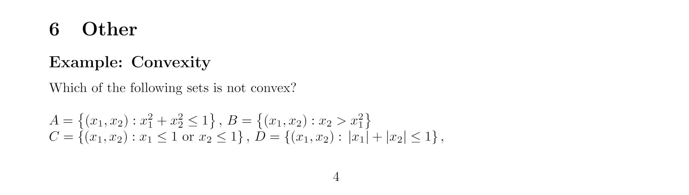 Solved 6 Other Example: Convexity Which of the following | Chegg.com