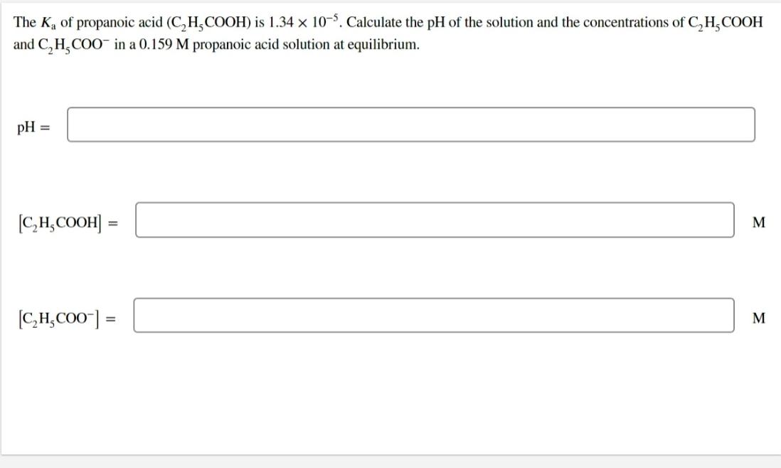 Solved The 𝐾aKa of propanoic acid (C2H5COOH)(C2H5COOH) is | Chegg.com