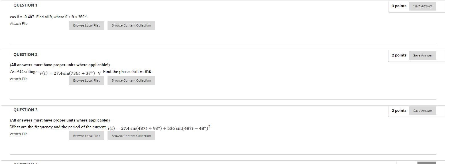 Solved QUESTION 1 3 points Save Answer cos = -0.407. Find | Chegg.com