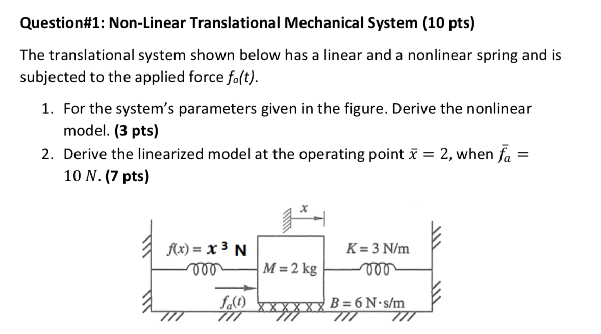 Solved Question#1: Non-Linear Translational Mechanical | Chegg.com
