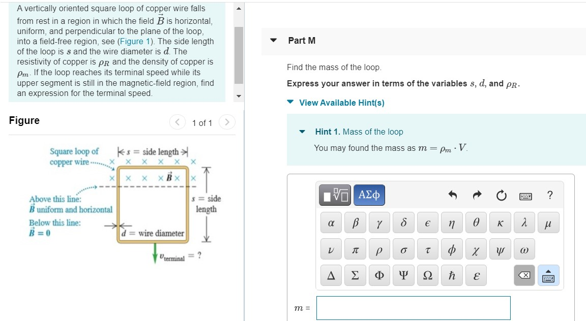 Solved Part M A vertically oriented square loop of copper | Chegg.com