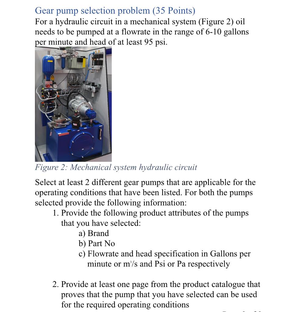 Solved Gear pump selection problem (35 Points) For a | Chegg.com