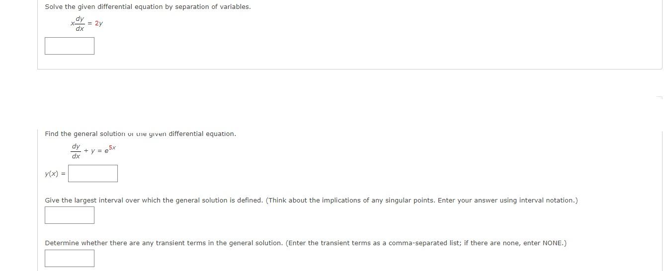 Solved Solve the given differential equation by separation | Chegg.com