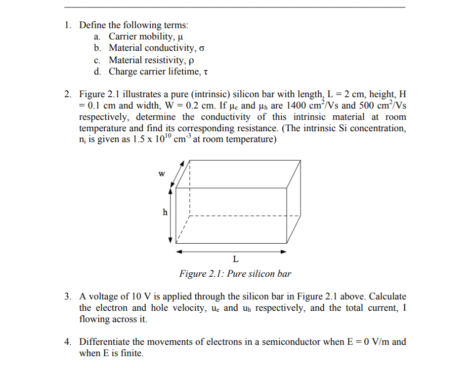 Solved 1. Draw the energy band diagram of a conductor, an | Chegg.com