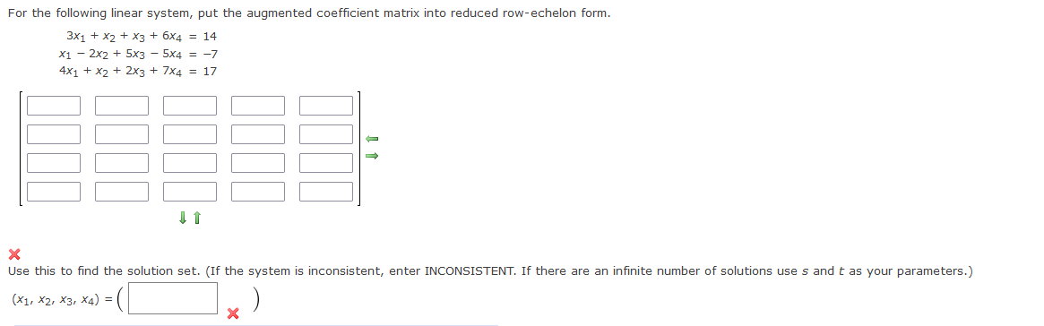 Solved For the following linear system, put the augmented | Chegg.com
