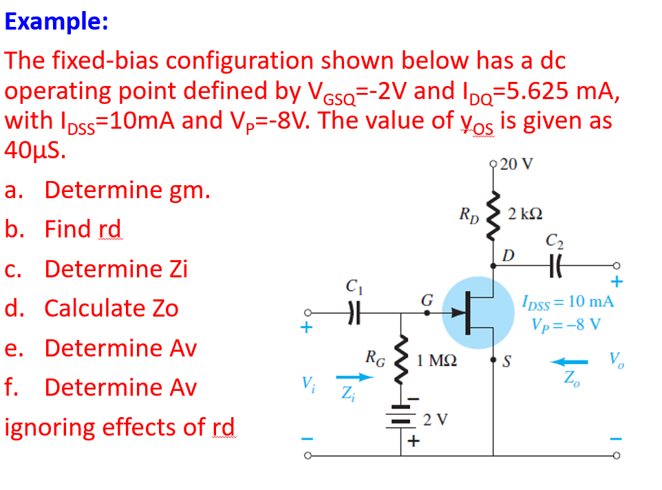 Solved 20 V Rp 2 k22 Example: The fixed-bias configuration | Chegg.com