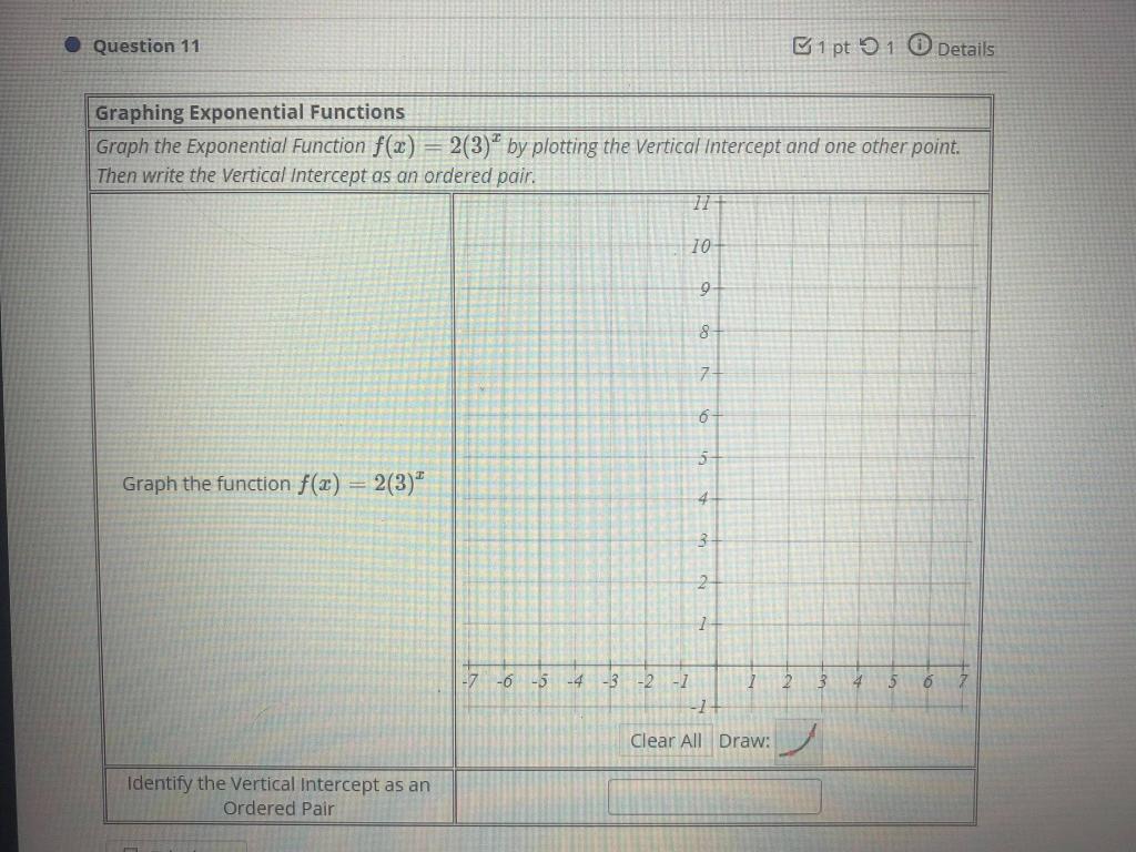 Solved Question 11 B1 pt 1 Details Graphing Exponential | Chegg.com