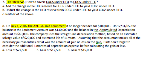 Solved 7. [LIFO Reserve.) How to covert COGS under LIFO to | Chegg.com