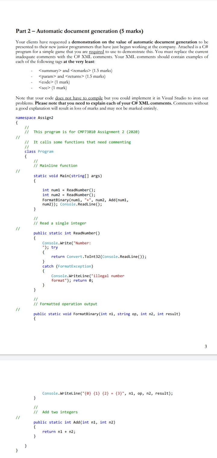Solved Part 2 - Automatic document generation (5 marks) Your | Chegg.com