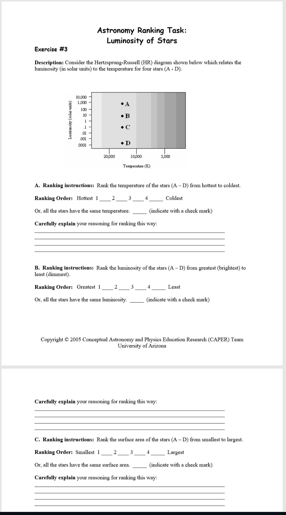 Solved: Astronomy Ranking Task: Luminosity Of Stars Exerci... | Chegg.com