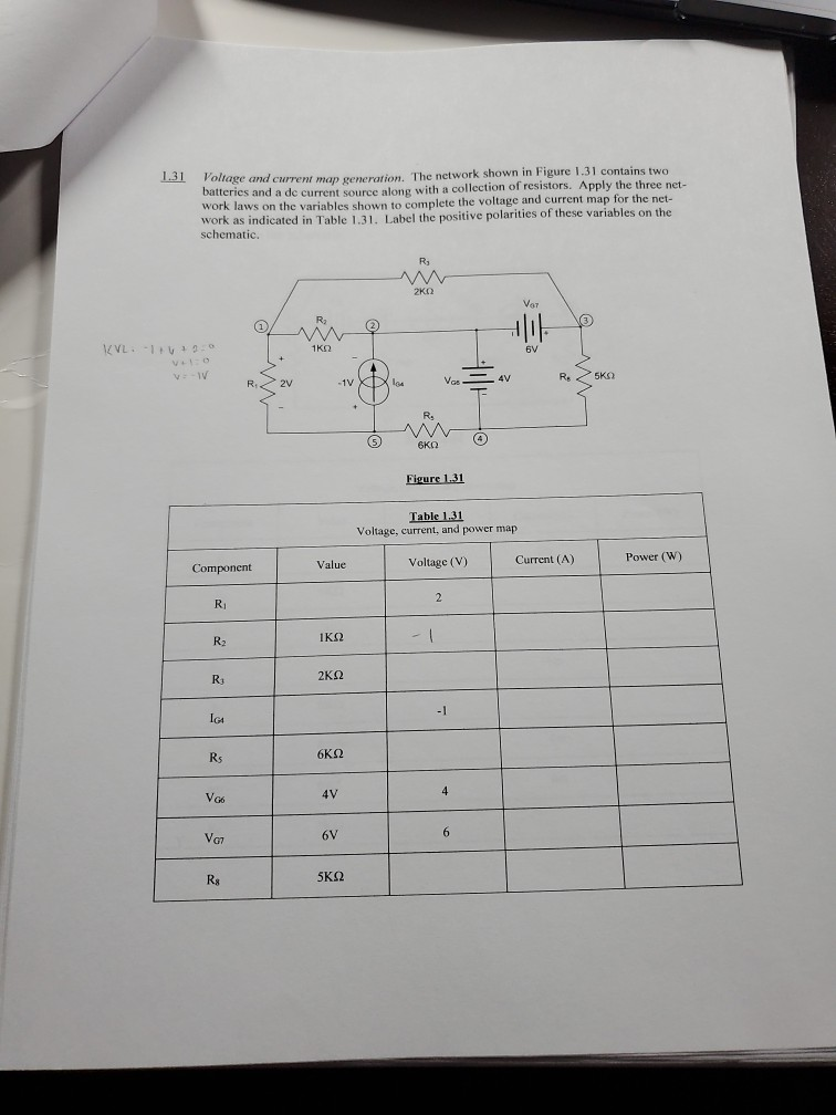 Solved 1.31 Voltage and current map generation. The network | Chegg.com