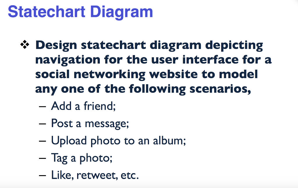 Statechart Diagram * Design statechart diagram | Chegg.com