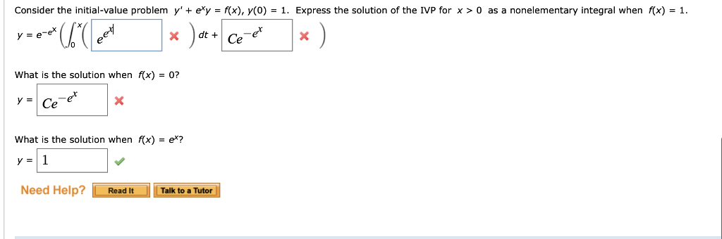 Solved Consider the initial-value problem y' + exy = f(x), | Chegg.com