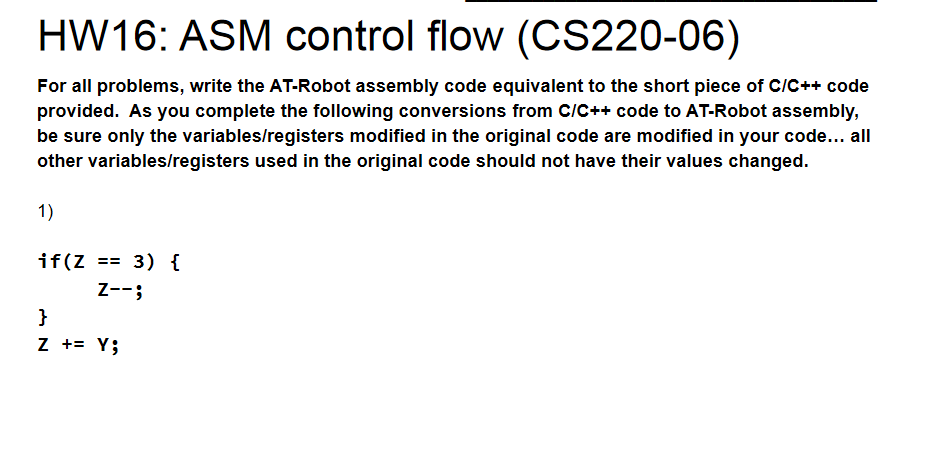 Solved HW16: ASM control flow (CS220-06) For all problems, | Chegg.com