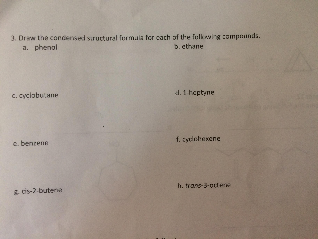 Solved 3. Draw the condensed structural formula for each of | Chegg.com