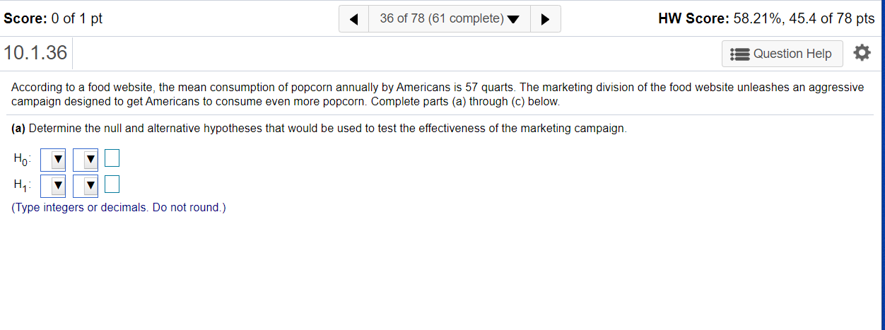 Solved Score: 0 of 1 pt 36 of 78 (61 complete) HW Score: | Chegg.com