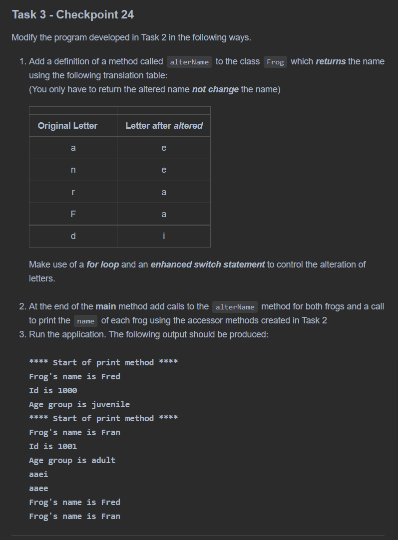Solved Task 1 - Checkpoint 22 The following class | Chegg.com