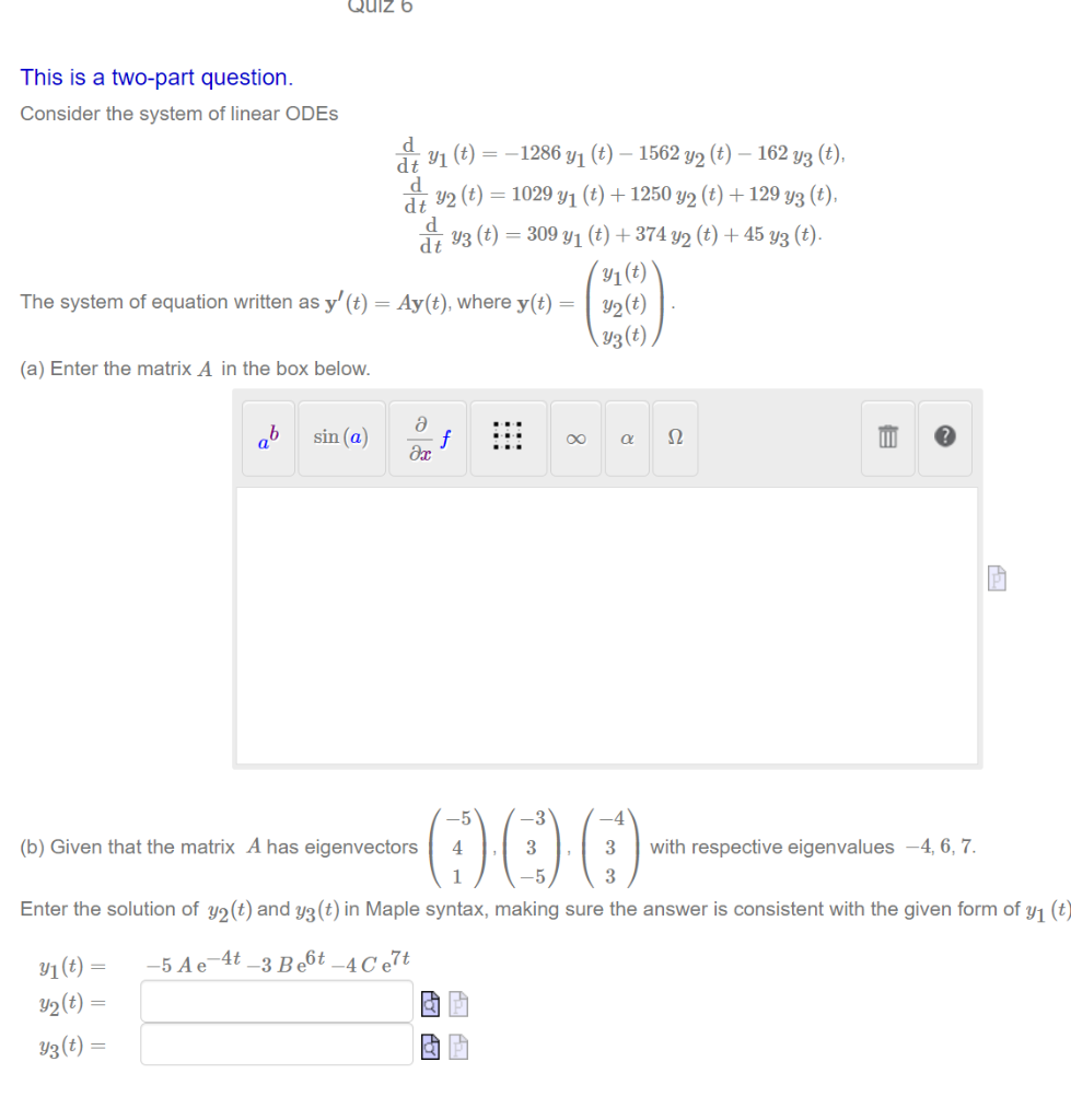 Solved This is a two-part question. Consider the system of | Chegg.com