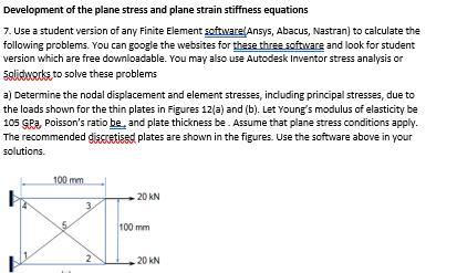 Solved Development of the plane stress and plane strain | Chegg.com