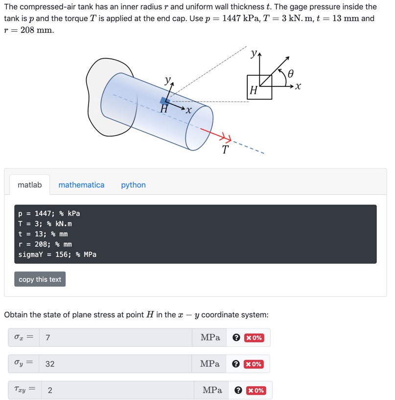 Solved The compressed-air tank has an inner radius r and | Chegg.com