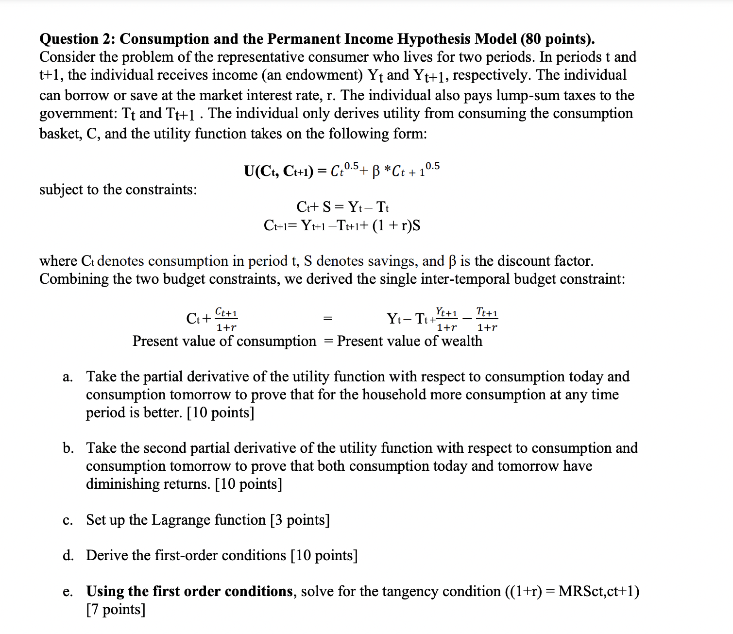 Solved Question 2: Consumption and the Permanent Income | Chegg.com