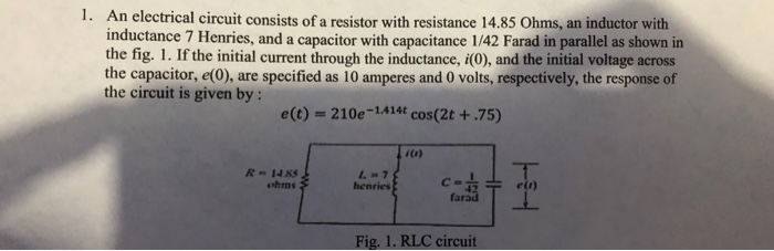 Solved 1. An electrical circuit consists of a resistor with | Chegg.com