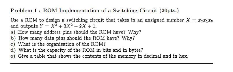 Solved Problem 1: ROM Implementation of a Switching Circuit | Chegg.com Solved Problem 1: ROM Implementation of a Switching Circuit | Chegg.com