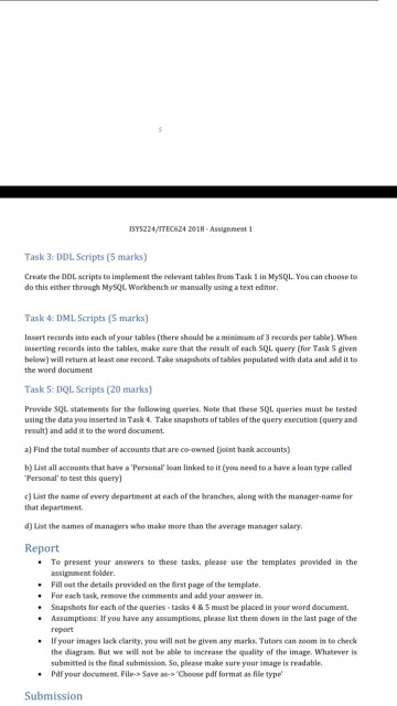 Solved ISYS224/ITEC624 2018-Assignmest Task 3: DDL Scripts | Chegg.com