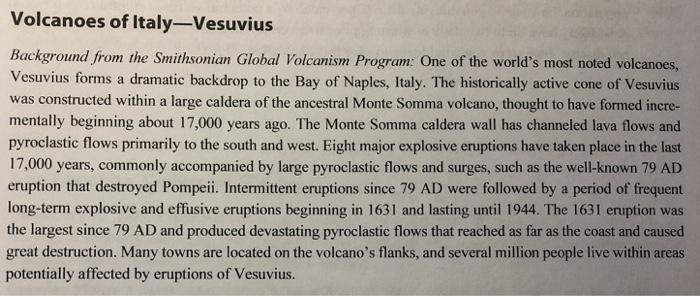 Solved Volcanoes of Italy-Vesuvius Background from the | Chegg.com