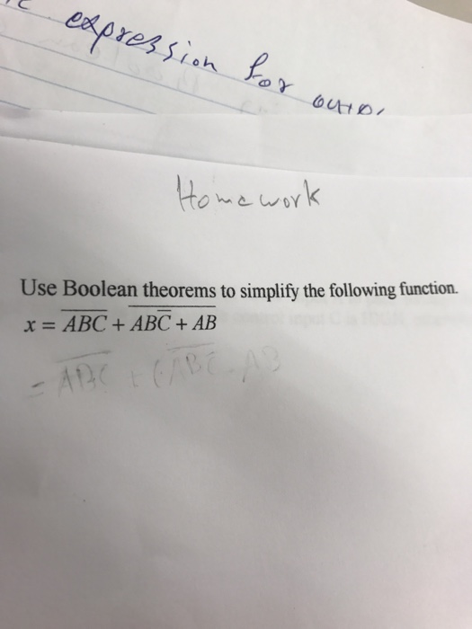 Solved Use Boolean theorems to simplify the following | Chegg.com