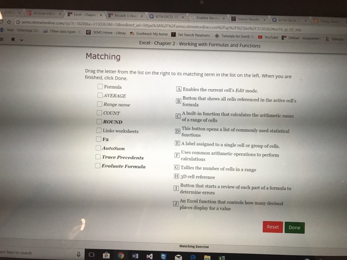 Solved Excel -Chapter 2-Working with Formulas and Functions | Chegg.com