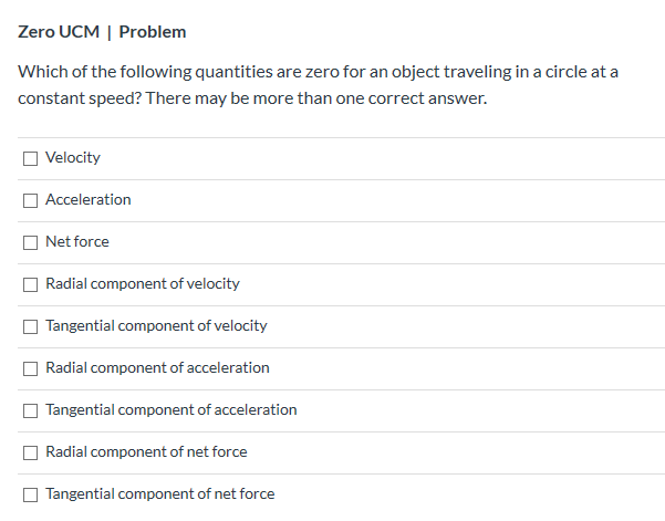 Solved Zero UCM Problem Which of the following quantities | Chegg.com