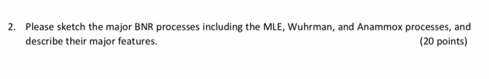 Solved 2. Please sketch the major BNR processes including | Chegg.com