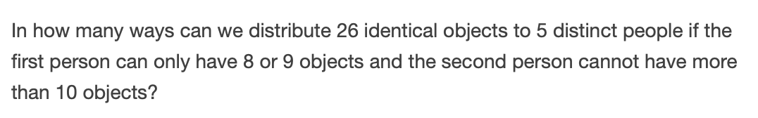 Solved In how many ways can we distribute 26 identical | Chegg.com