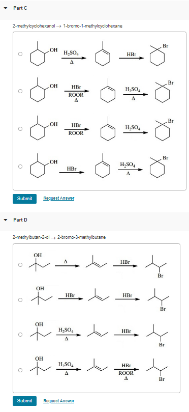 Solved Part C 2-methylcyclohexanol → | Chegg.com