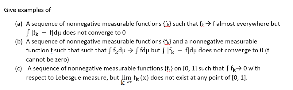 Give examples of (a) A sequence of nonnegative | Chegg.com