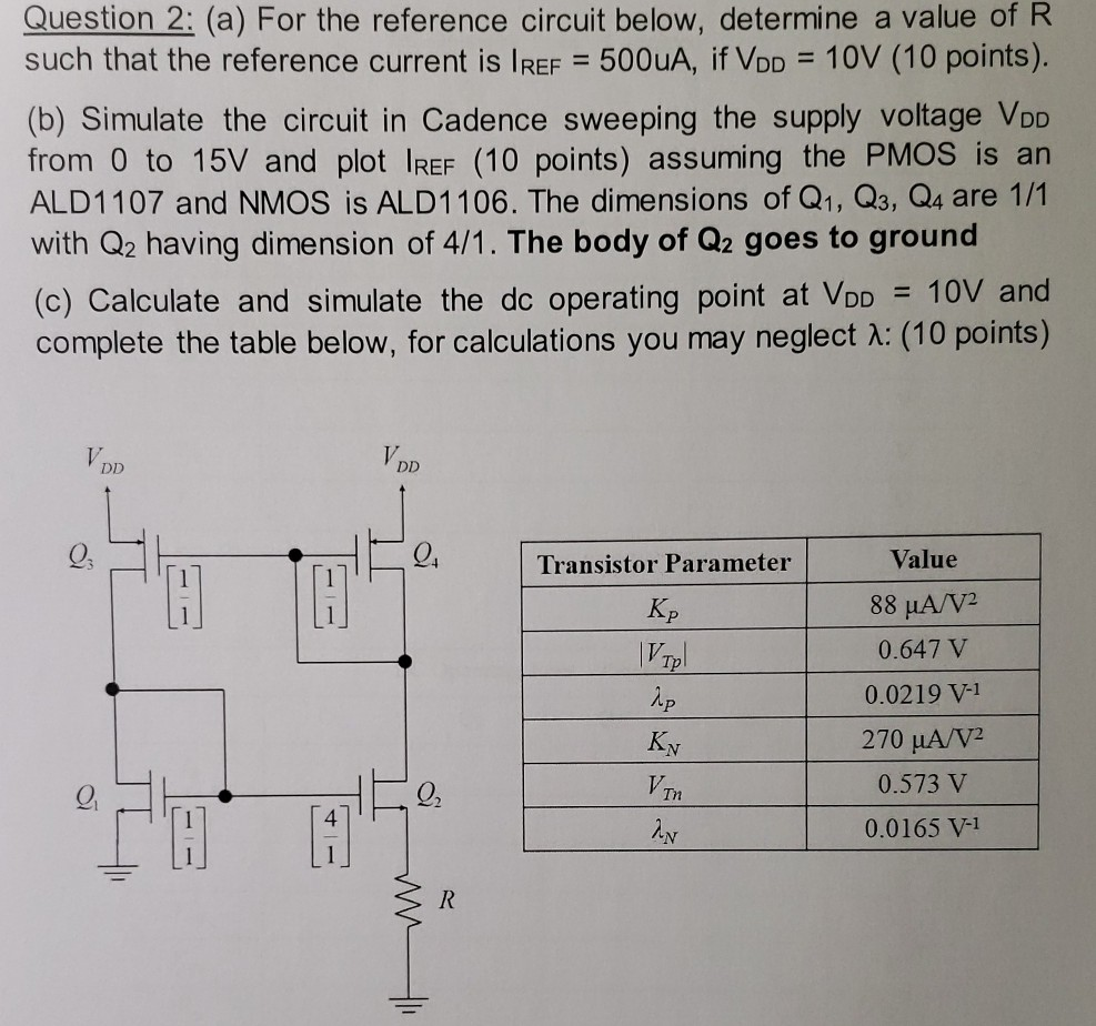 Question 2: (a) For the reference circuit below, | Chegg.com