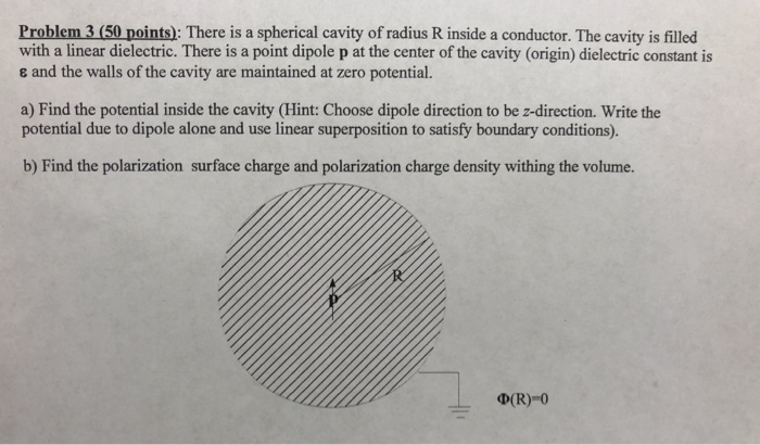 Solved Problem 3 (50 points): There is a spherical cavity of | Chegg.com