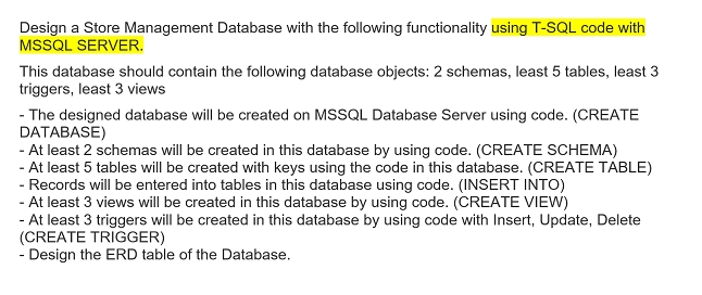 Solved Design a Store Management Database with the following | Chegg.com