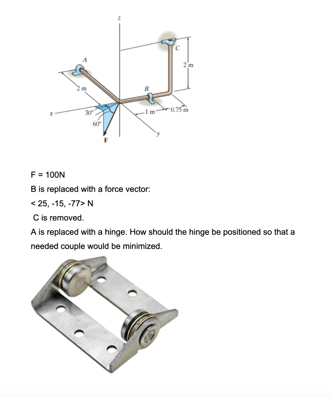 Solved F=100NB is ﻿replaced with a force | Chegg.com