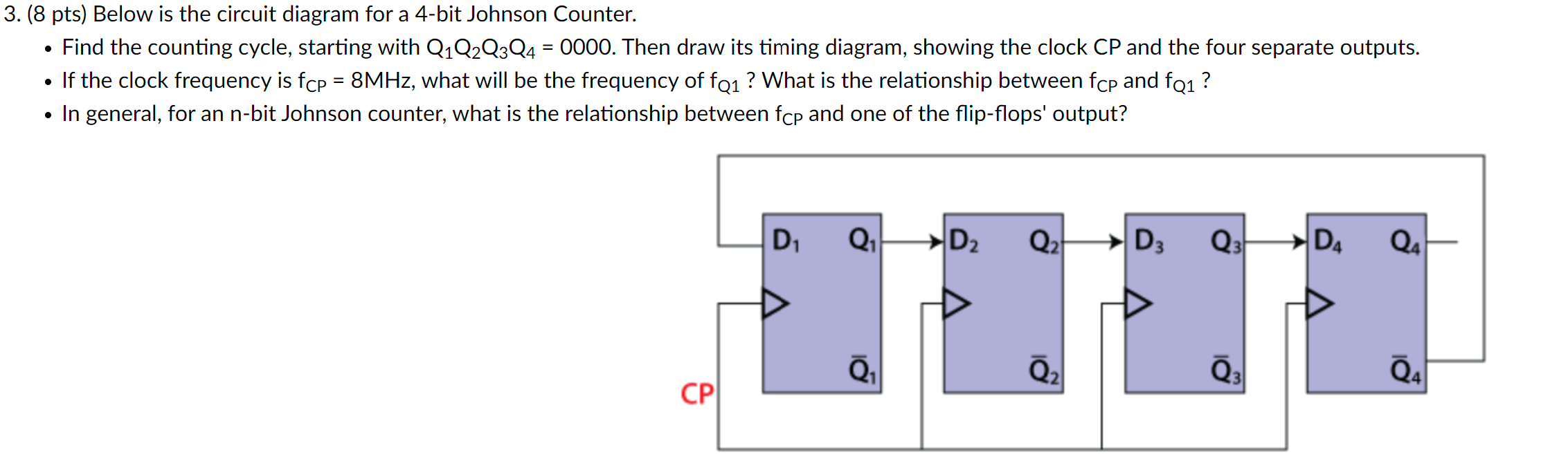 Solved 3. (8 pts) Below is the circuit diagram for a 4-bit | Chegg.com
