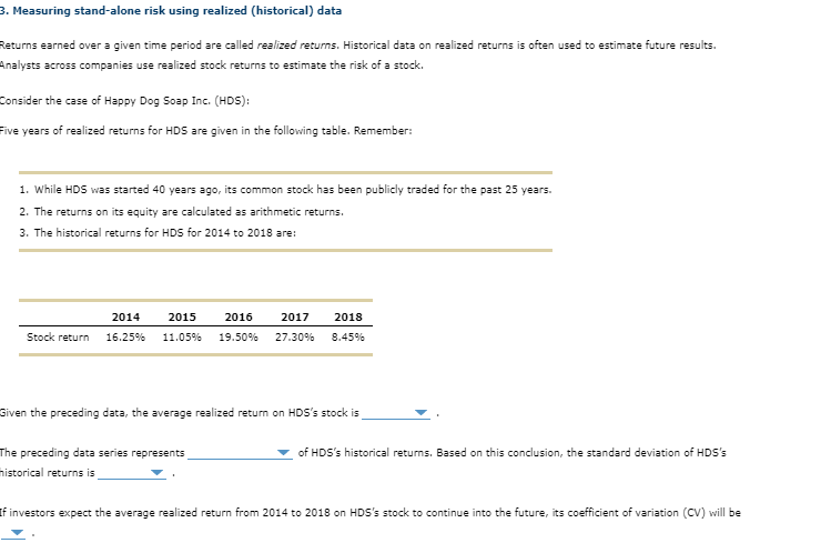 Solved 3. ﻿Measuring stand-alone risk using realized | Chegg.com