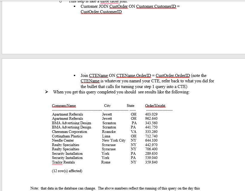 Solved 1. Write a SELECT that returns CustomerID, | Chegg.com